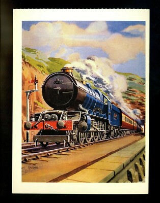 Train Railroad chrome postcard Artist Signed R M Clark Torbay Express ...