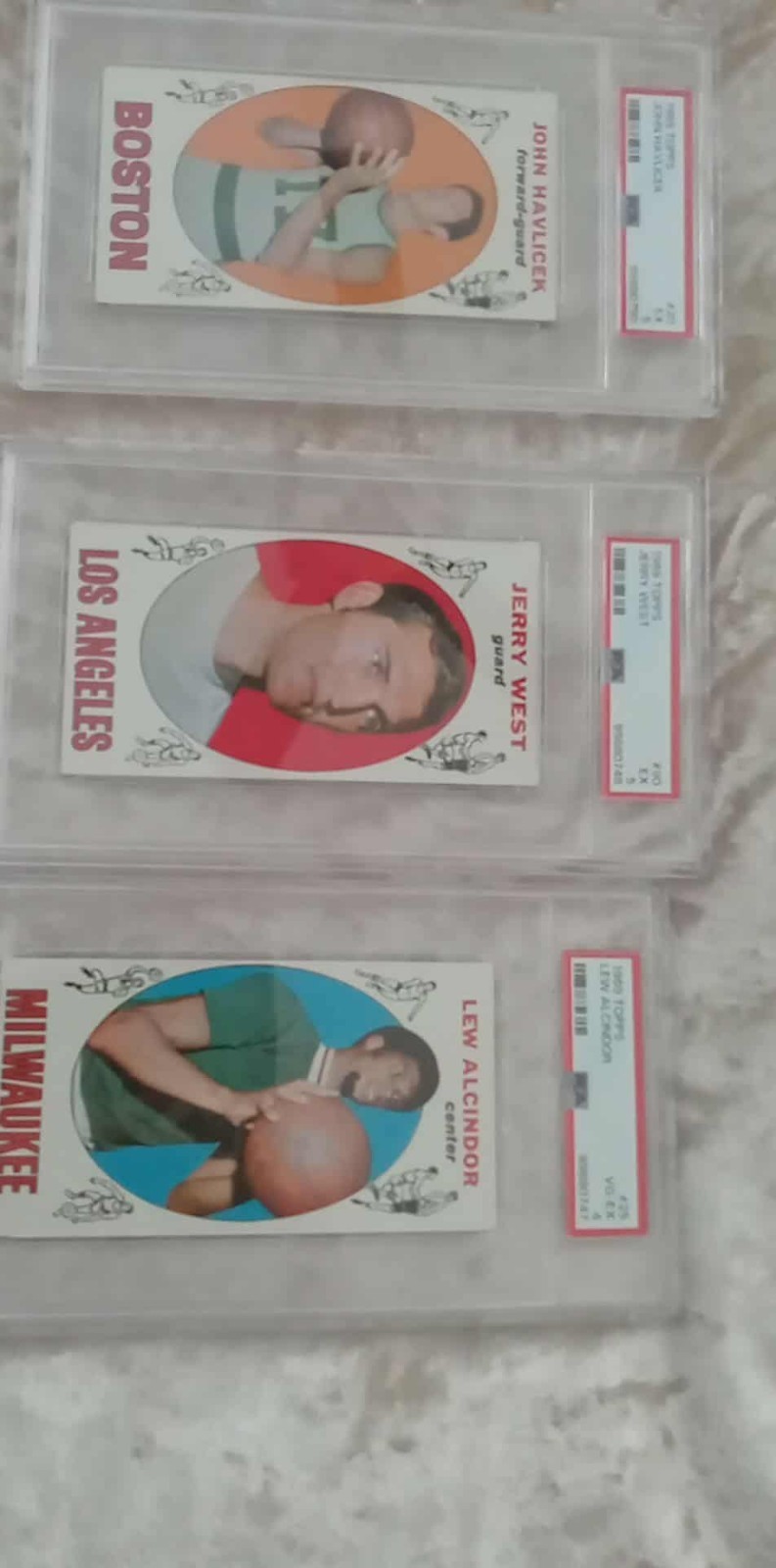 Topps 1969 NBA Card Lot of 3 Havlicek West Alcindor Boston LA Milwaukee ...