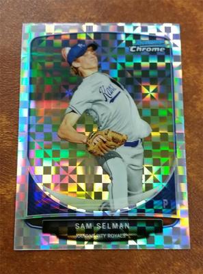 SAM SELMAN 22/100 RC MINI XFRACTOR REFRACTOR #265 KC ROYALS 2013 BOWMAN ...