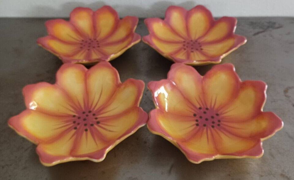 4 Clay Art Ceramic Flower Shaped Bowls 7.7" | eBay