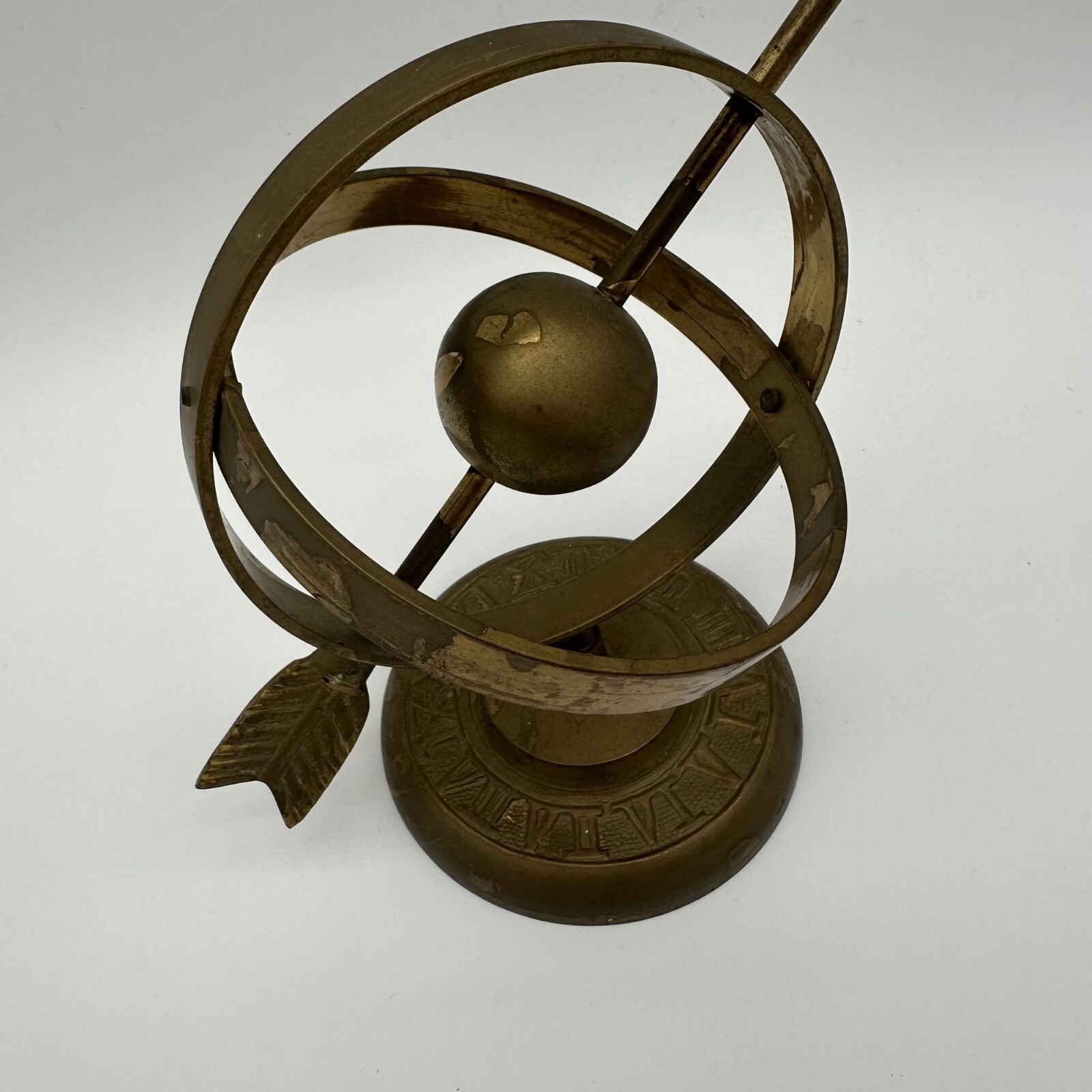 Antique Brass Armillary Sphere Gimbal Decor W/ Arrow Design & Roman ...