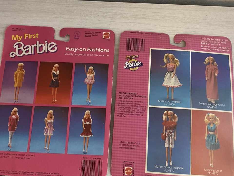 VINTAGE MATTEL DOLLS MY FIRST BARBIE easy on fashions #2119 & 4872 MOC ...