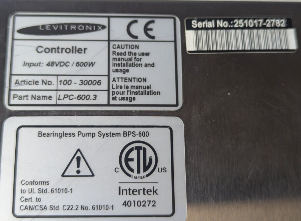 Motor Levitronix LPM-600.3 Bearingless Pump W/ LPC-600.3 Controller | eBay