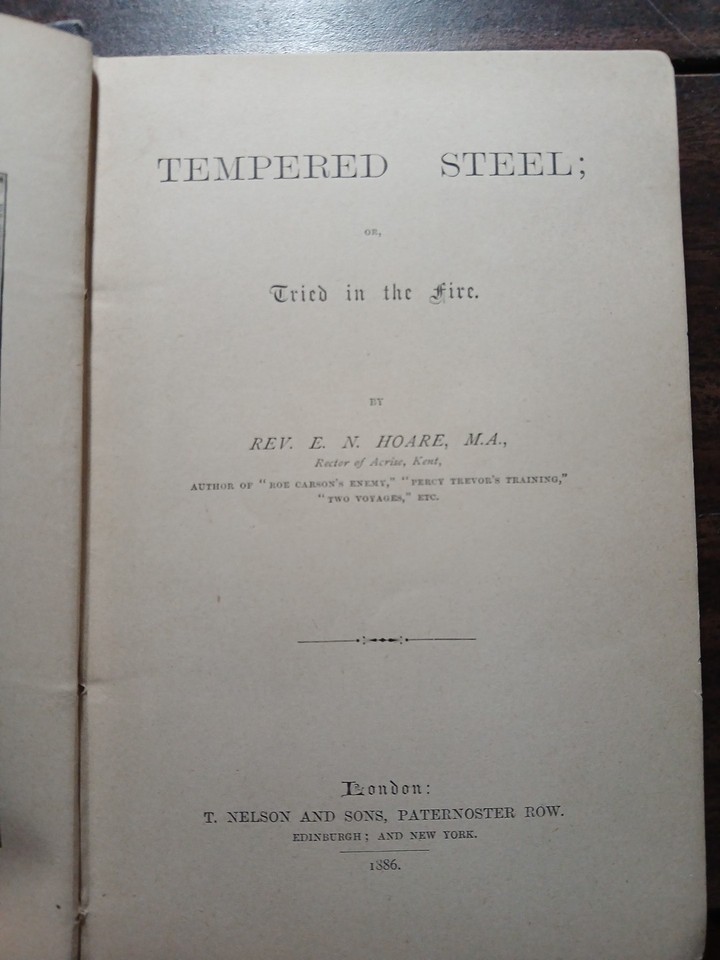Tempered Steel Or Tried In The Fire By Rev E N. Hoare 1886 Edition HC ...