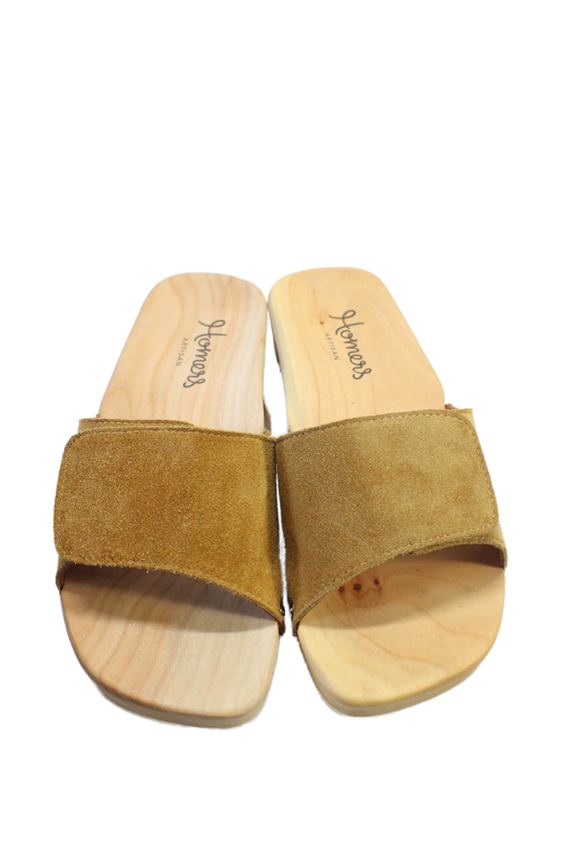 Homers Womens Brown Suede Wooden Clogs Mules Shoes Size 6 8445419919642 ...