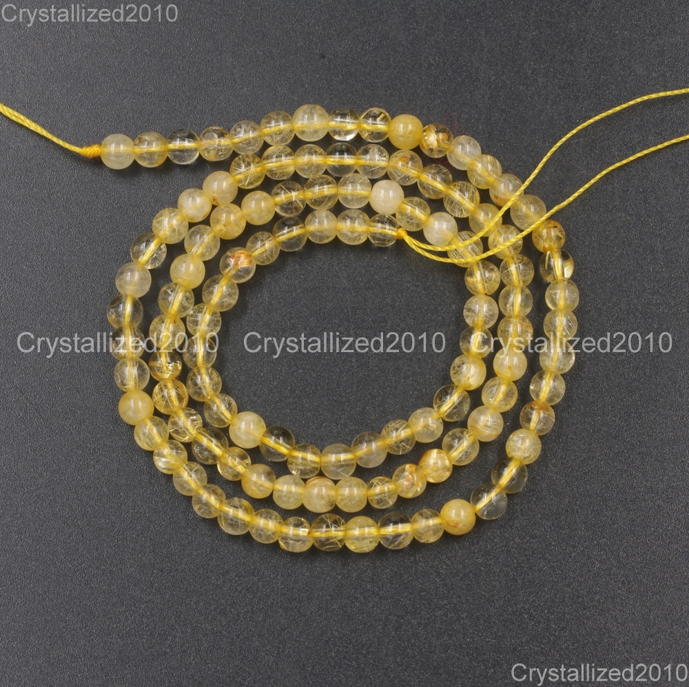 Natural Golden Rutilated Quartz Gemstone Round Beads 4mm 6mm 8mm 10mm ...