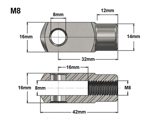 Clevis Fork End Yoke Joint With Spring Pin M5 M6 M8 M10 BZP Steel x1 ...