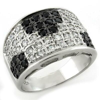 LOAS1088 - IP Black(Ion Plating) 925 Sterling Silver Ring with AAA ...