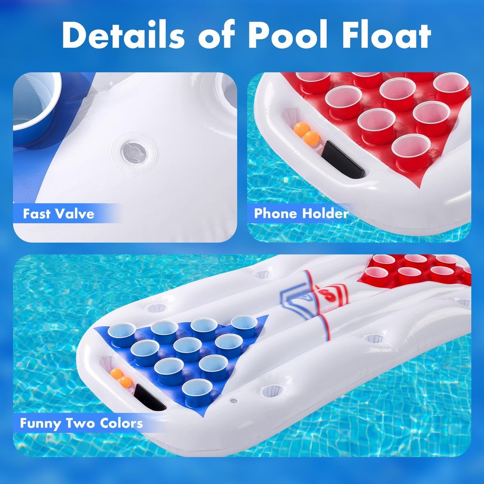 Pool Games for Adults with Family 6FT Floating Pool Table Toss Water ...