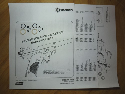 Crosman MK 1 2 Mark I Mark II - TWO Seal Kits - Exp View With Guide ...