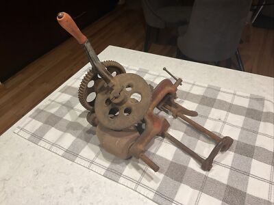 Antique Cast Iron Hand Crank Bench Mount Grinder Sickle Blade Tool ...