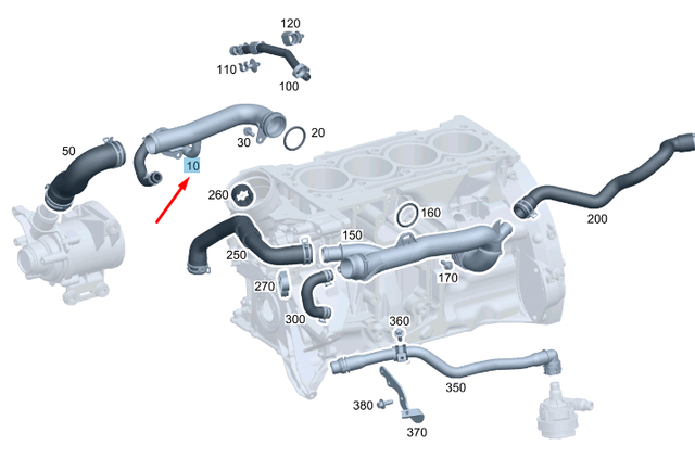 MERCEDES BENZ a Class W176 Petrol Radiator Coolant Water Pipe ...