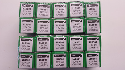 501 Capless Bulbs X 20 Genuine Lucas LLB501 12v 5W Side Light Number ...