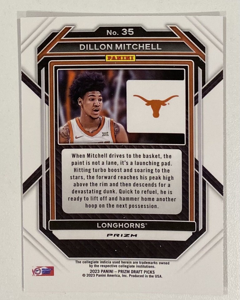 Dillon Mitchell 2023 Panini Prizm Draft Picks Purple Wave Prizm Rookie ...