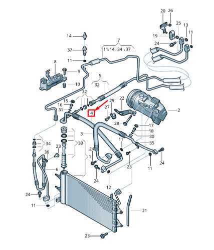 NEW VW FOX 5Z A/C REFRIGERANT HOSE 6Q0820744BG ORIGINAL NO IMPORT ...
