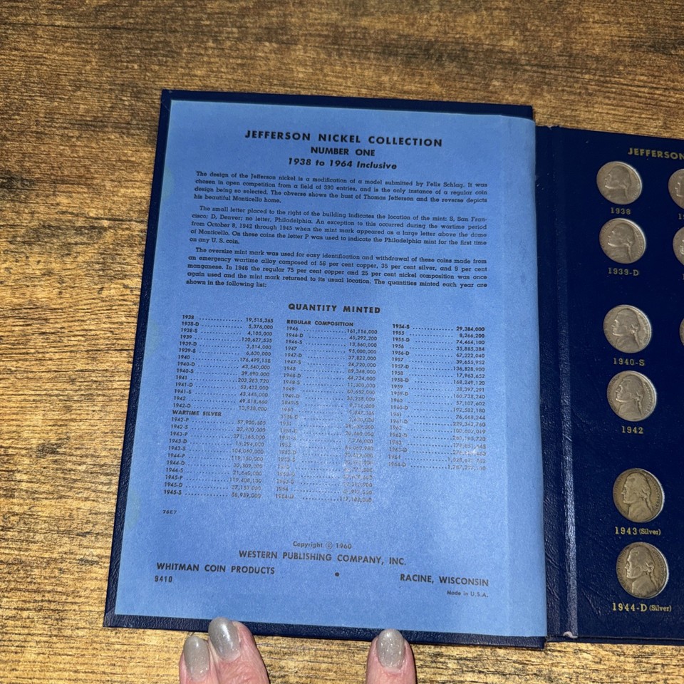 1938-1964 Jefferson Nickels complete set Whitman Book w/all 71 coins ...