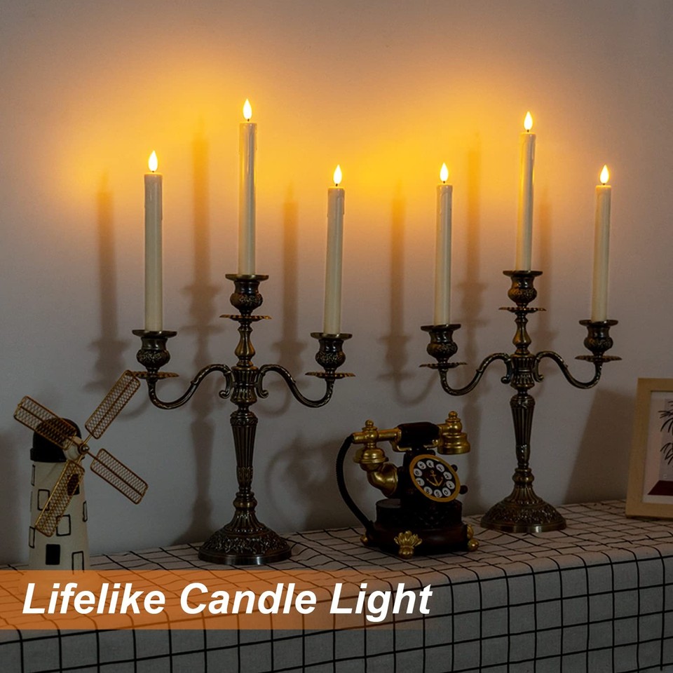 48 Pcs Plastic Flameless Taper Candles with Remote Timer Dimmer, Taper ...