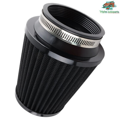 Black 3" High Flow Inlet Dry Air Filter Cold Air Intake Cone ...