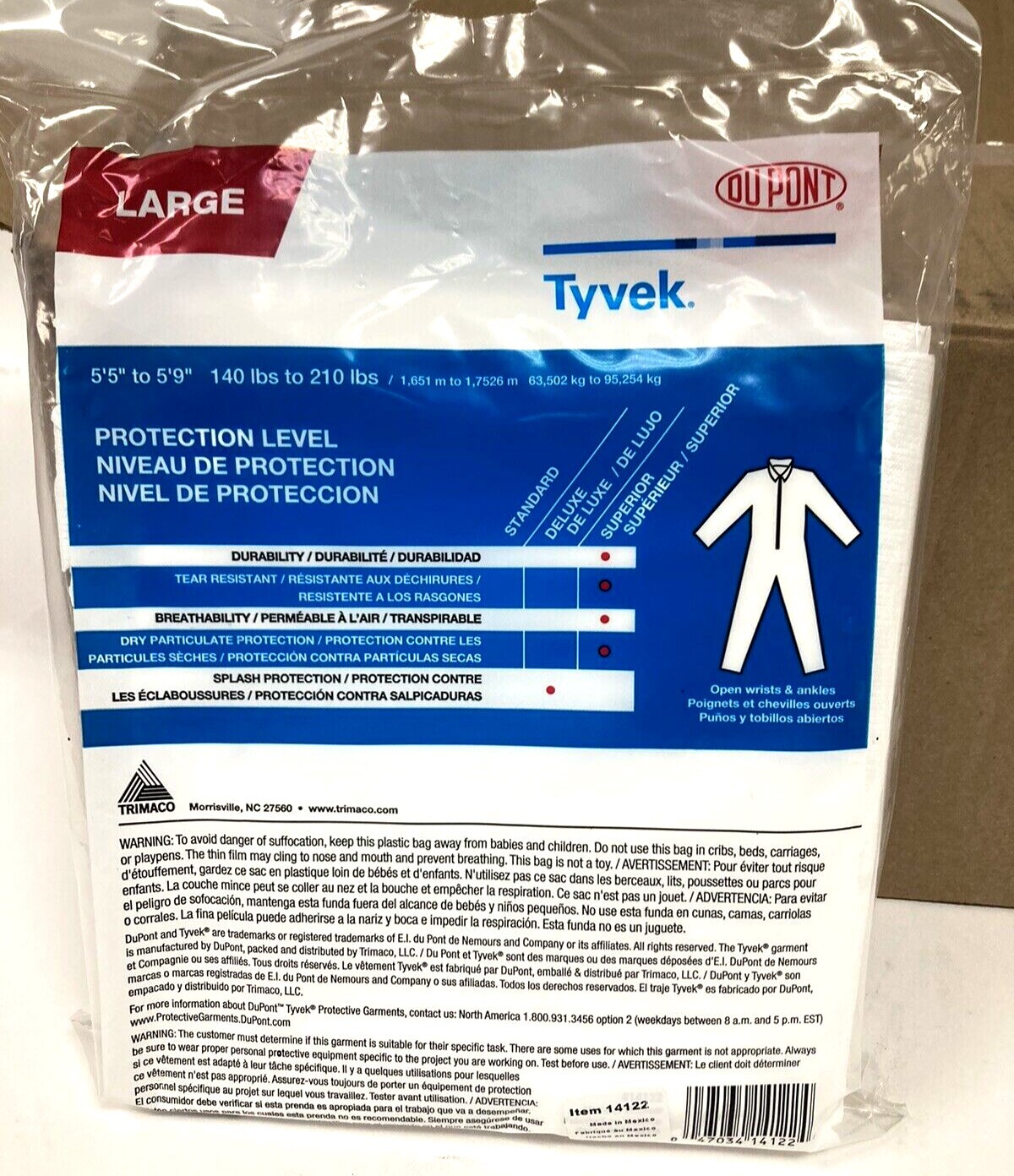 12 Pack Trimaco Basic TYVEK Coveralls LARGE for Mold Removal or Paint ...