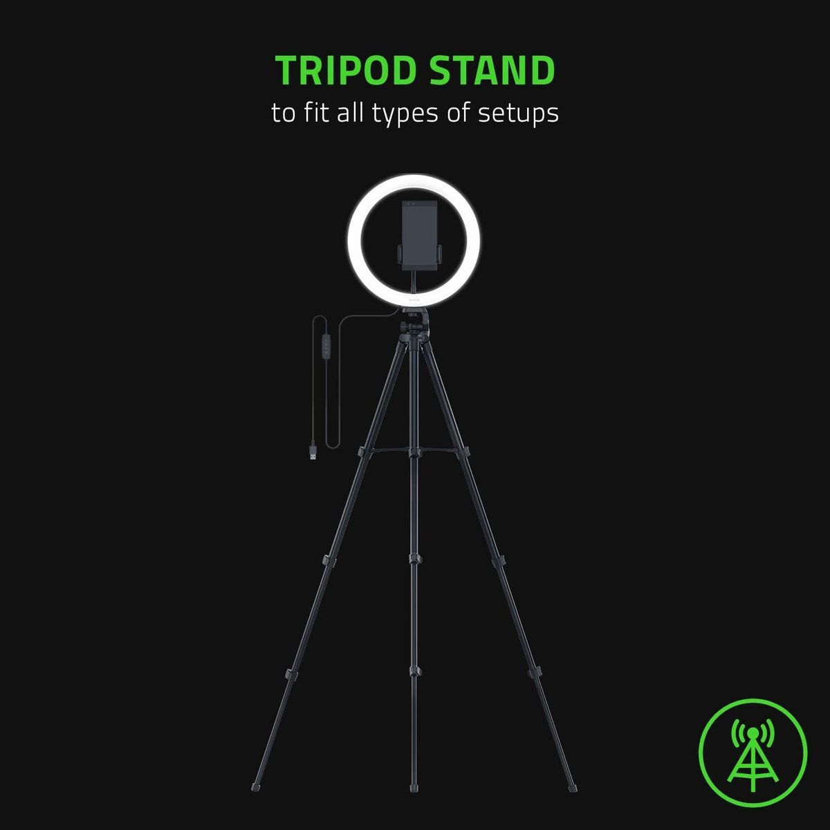 Razer Ring Light 12" USB LED Streaming Broadcasting Tripod Stand Phone ...