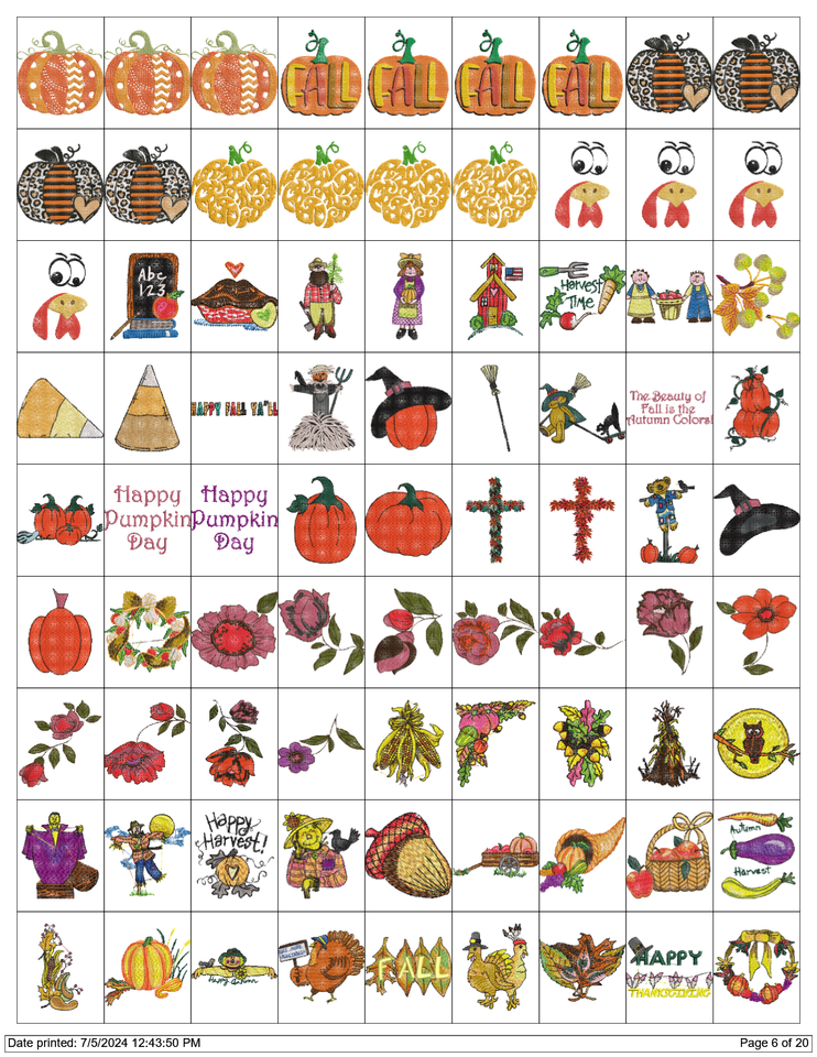 HUGE 1600 PLUS FALL AND THANKSGIVING BUNDLE Embroidery Machine Designs ...