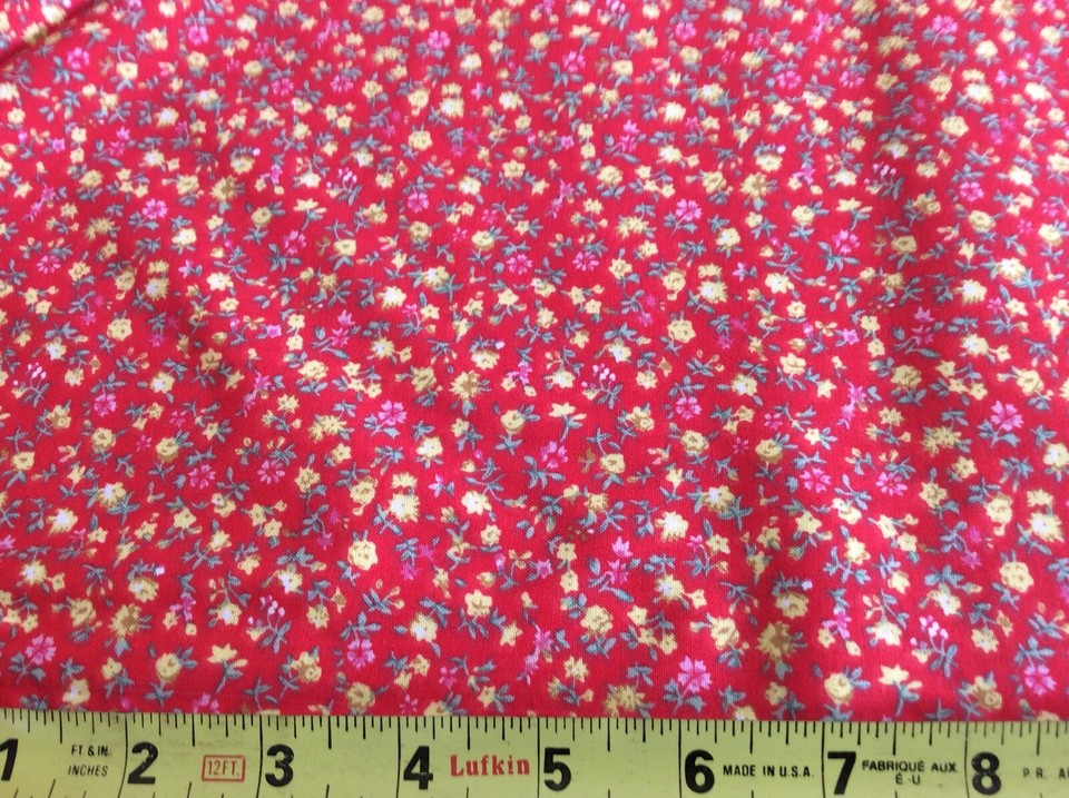FOUST TEXTILES - TINY FLORAL #042-RED--- BY THE YARD | eBay