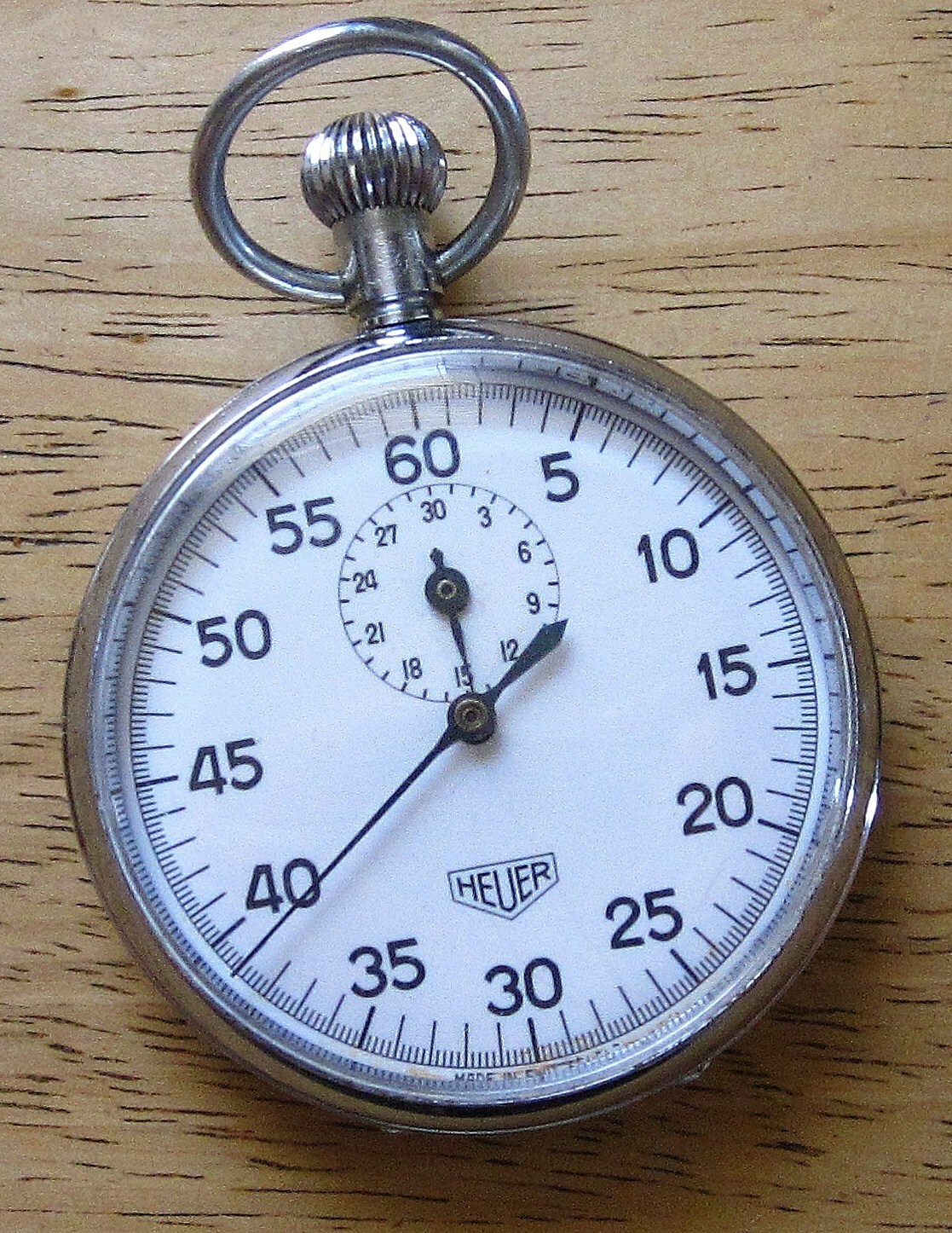 HEUER Circa 1960 STOPWATCH, 60 Second, 30 Minute, Rare 1/5 Second Swiss ...