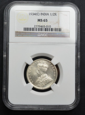 British India 1934 C 1/2 Rupee GEM NGC 65! Silver | eBay