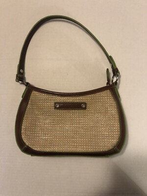 AK Anne Klein Purse Mini Shoulder Bag Y2K Tweed Brown Green Top Zip | eBay