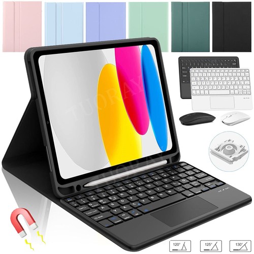 Hülle mit Touchpad Tastatur Maus für iPad A16 11/10/9/8/7. Gen Air 11 ...