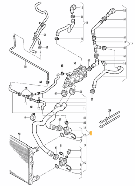 5Q0121049AD Volkswagen Genuine OEM 2019 Jetta Upper Water Hose Quick ...