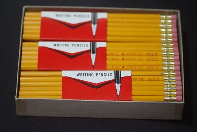 RARE VINTAGE SHELL MOTOR OIL No. 2.5 PENCIL CASE IN ORIGINAL BOX, 72 ...