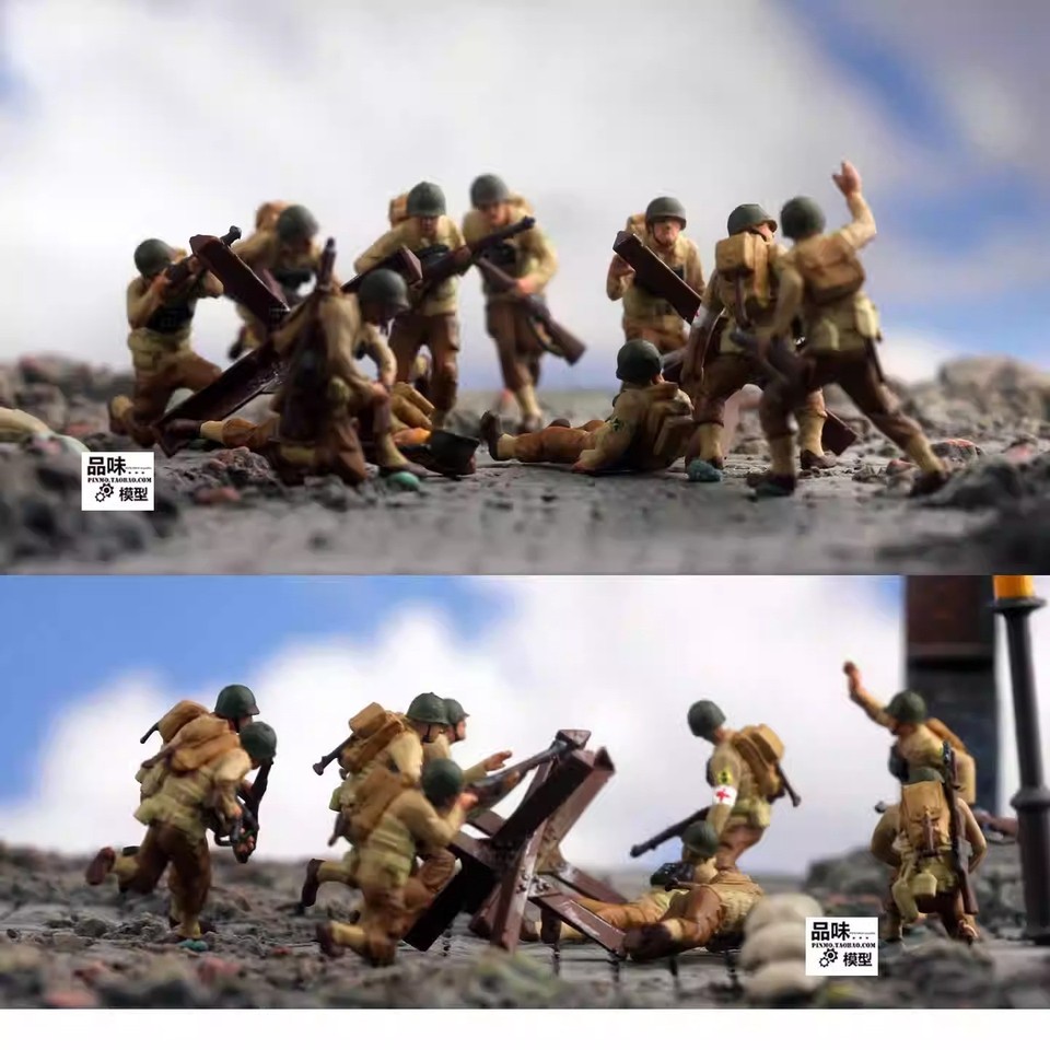 1/72 US World War II 10 Soldiers+2 Obstacle Models | eBay