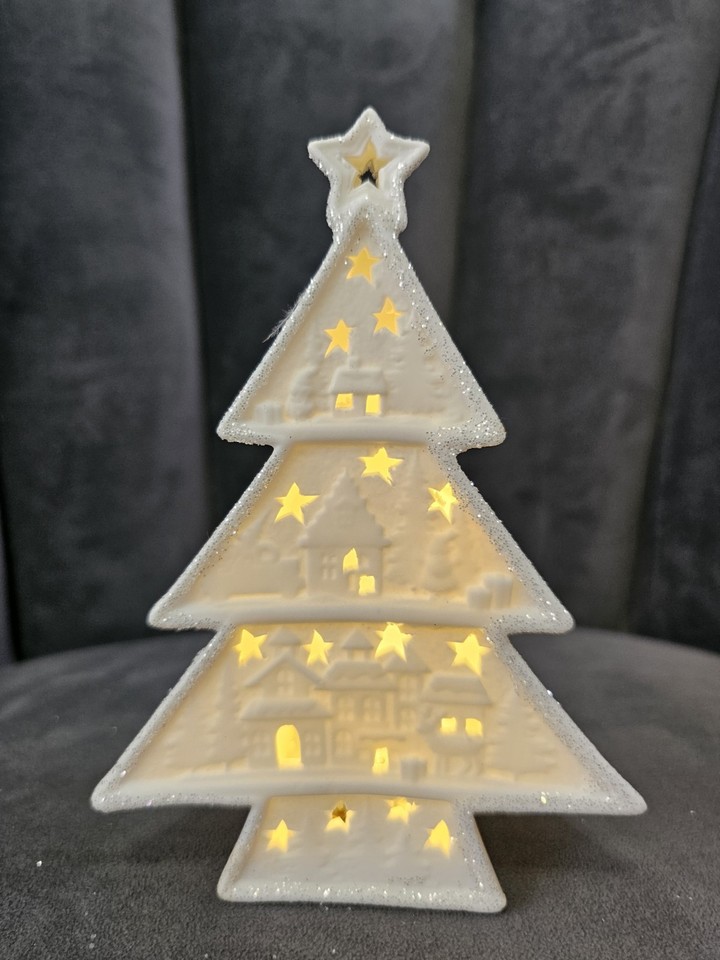 Tk Maxx Homesense White Ceramic Light Up Christmas Tree Ornament ...
