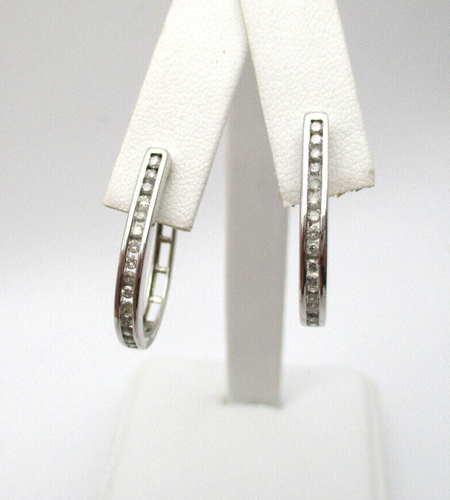 Sterling Silver 30 Diamond Hoop Earrings [E181] | eBay