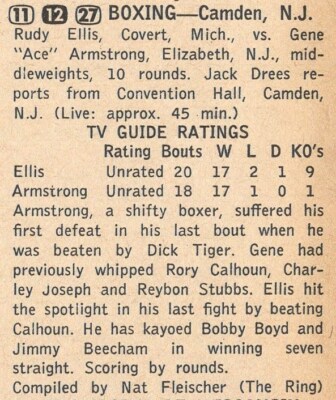 1959 BOXING TV AD~RUDY ELLIS COVERT, MICHIGAN vs GENE ACE ARMSTRONG NEW ...