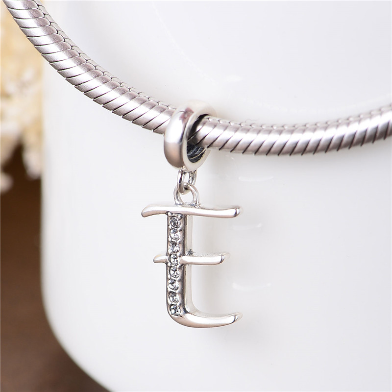 Letter 'E' Initial Pendant Charm, Silver Jewellery, Alphabet Charms for ...
