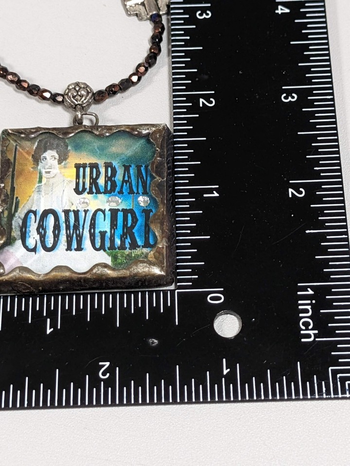 Silver Tone Green Stone Bead Cross Well Behaved Women Cowgirl Pendant ...