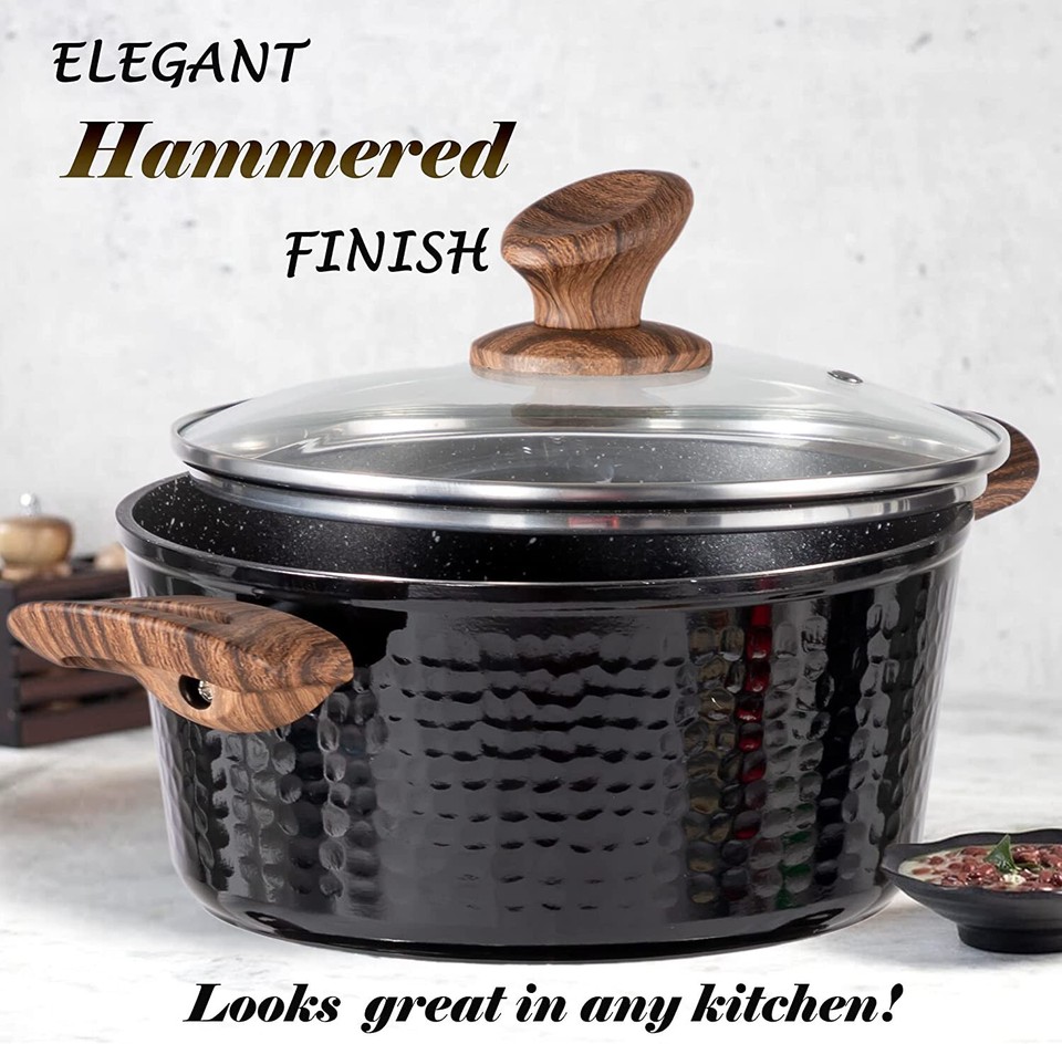 15 Pieces Induction Pots and Pans Set Nonstick Granite Stone Coated ...