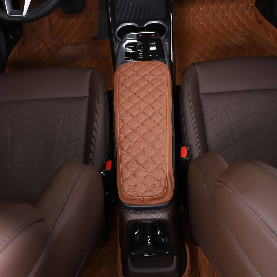 Brown Leather Center Control Armrest Box Handrest Cover For BMW X1 U11 ...