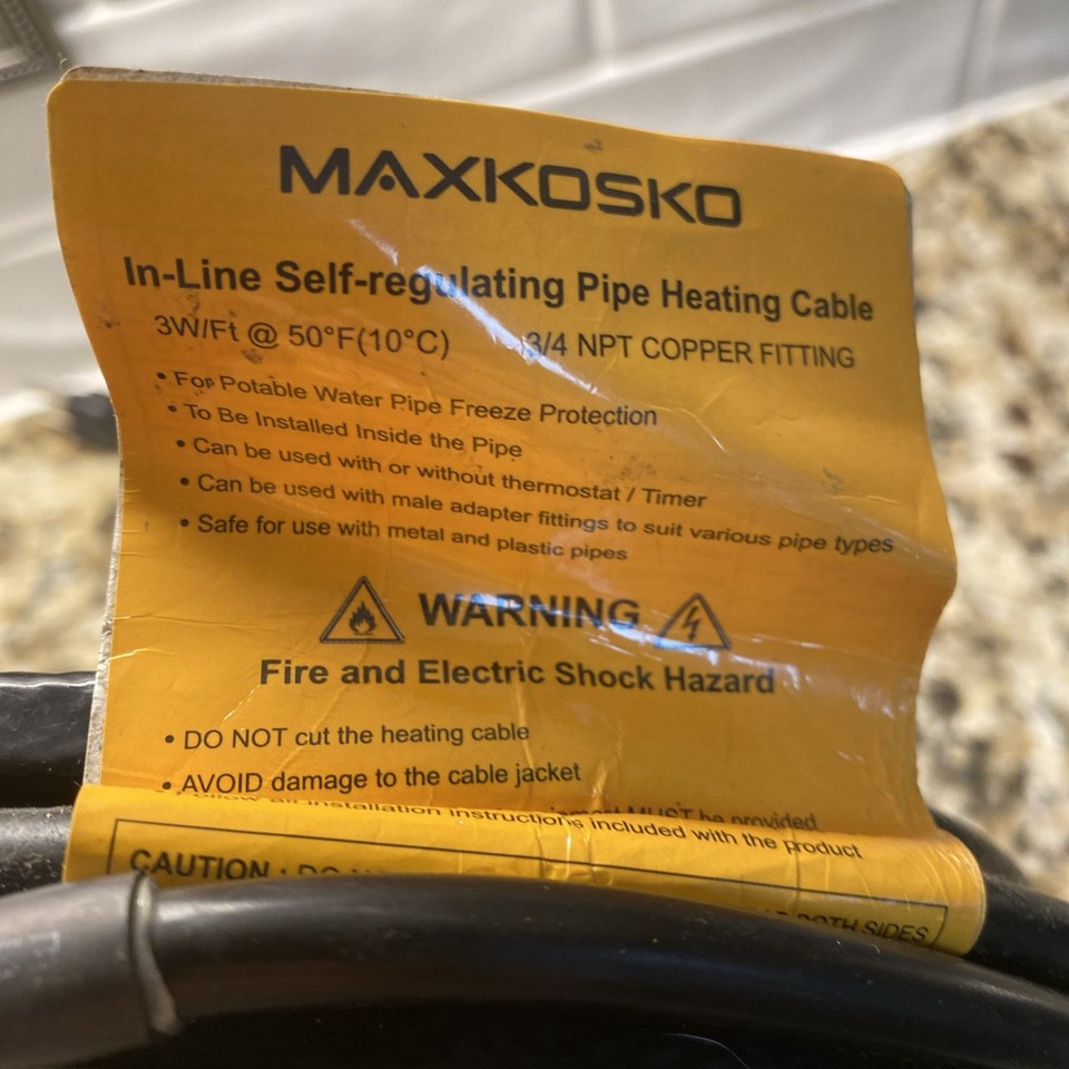 30 ft MAXKOSKO in Line Heating Cable Prevents Water Supply from ...