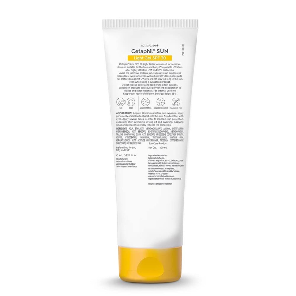 Cetaphil Combination Skin Sun Spf 30 Sunscreen-Light Gel, Water ...