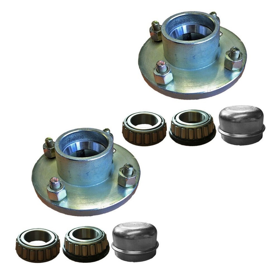 Trailer Axle Set 2 x Hubs 2 x Stub Axles 2 x 8" Wheels 4ply Metal Hub ...