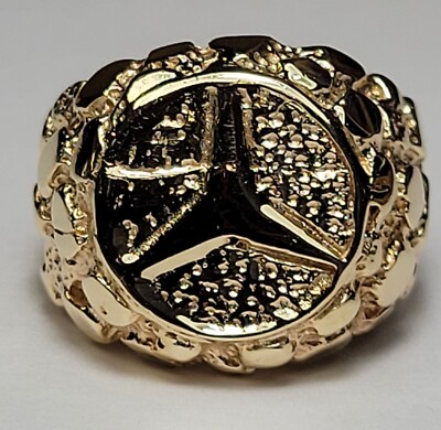 10k Gold Mercedes-Benz Nugget Ring/ Size 9.5 - 8.9 Gram/ 22 X 18 mm ...