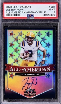 2020 Leaf Valiant Joe Burrow All American Blue ON CARD AUTO SP /25 PSA ...