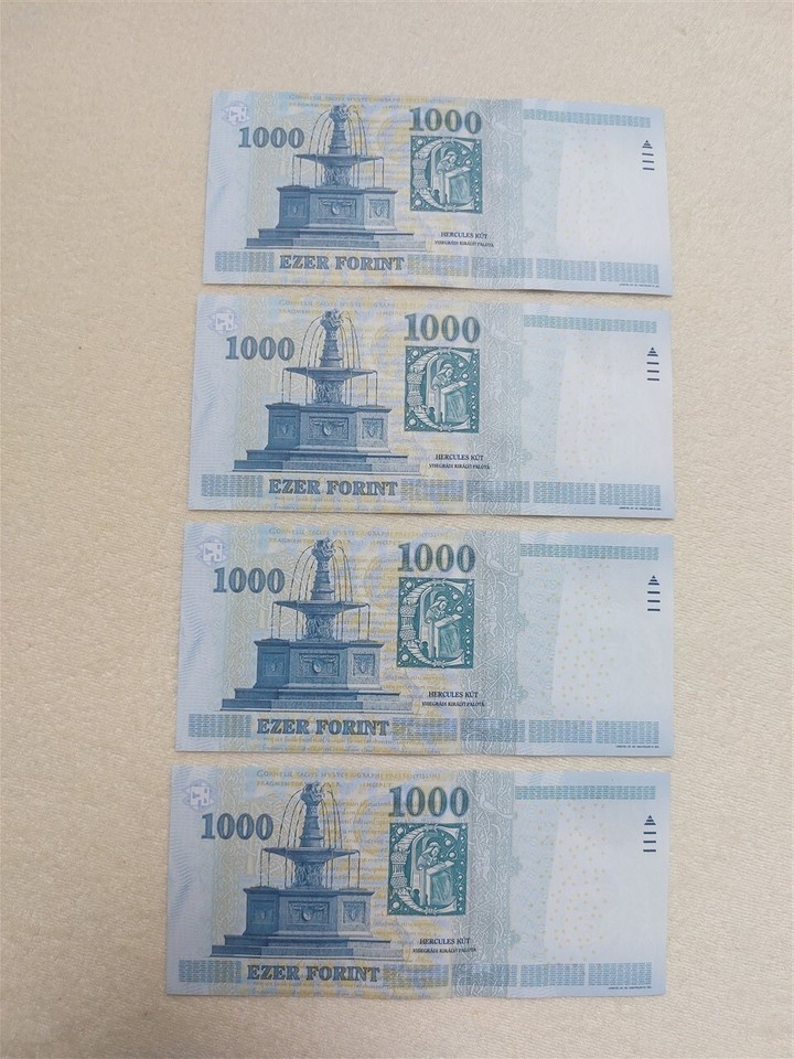 Hungary 1000 forint 2015 / 4 PCS LOT consecutive rare "DE" serial / P ...
