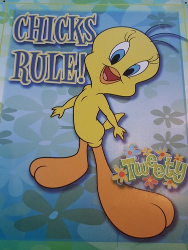 Chicks Rule! Tweety Bird 12"X15" metal sign wall art Looney Tunes | eBay