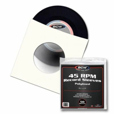 (50) BCW Polylined 7" Paper Record Album Inner Sleeves 45 RPM Virgin ...