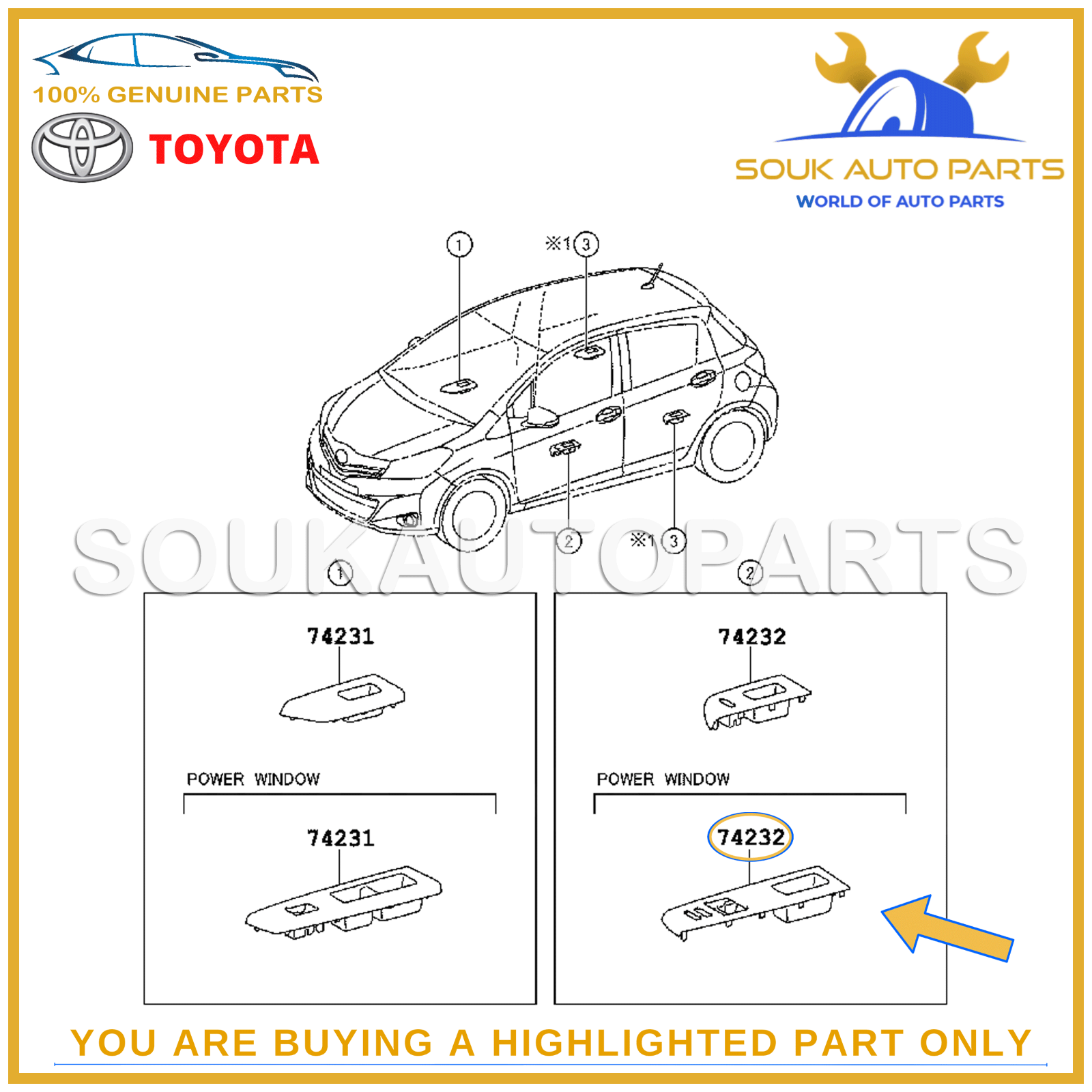 74232-52550-C0 Toyota PANEL, FR ARMREST BASE, UPPER LH 7423252550C0 ...