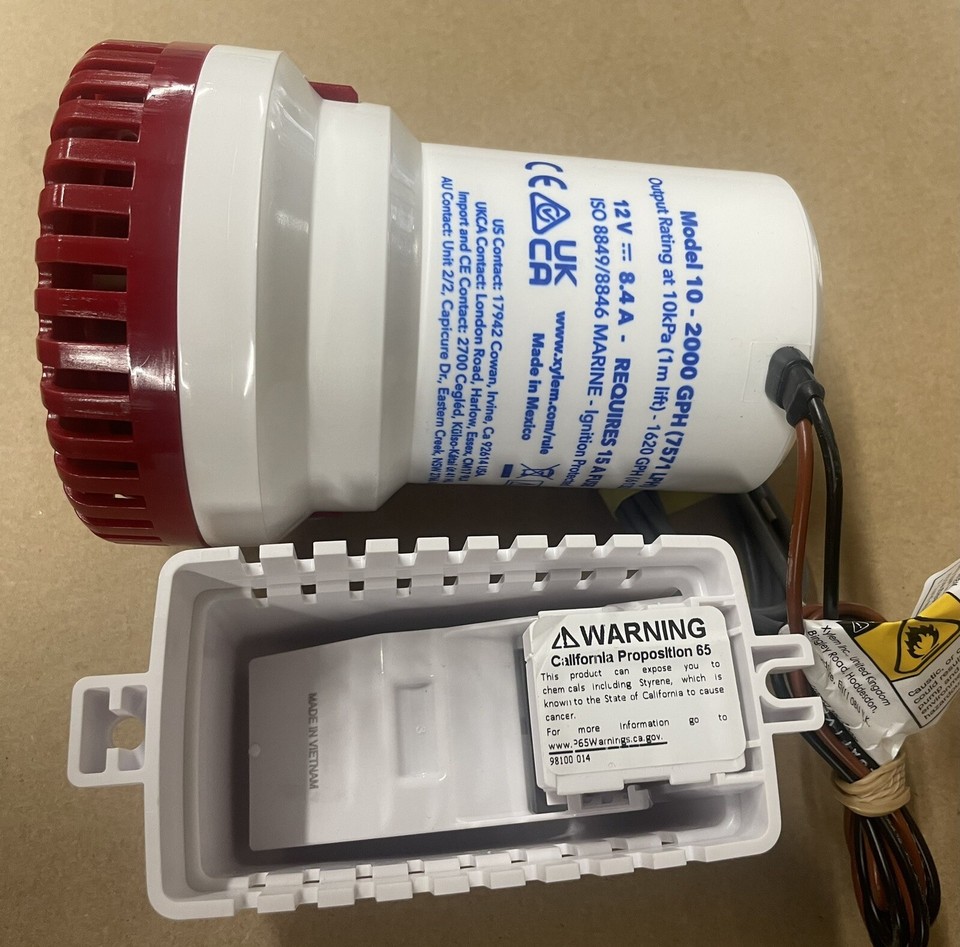 COMBO BILGE PUMP, RULE 2000 GPH, 12 VOLT AND FLOAT SWITCH 40A-M FOR ...